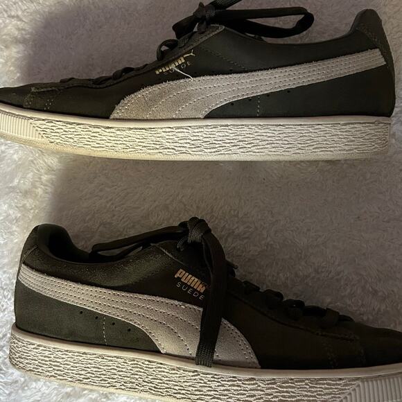 Puma | Shoes | Puma Suede Loafers Black And White | Poshmark